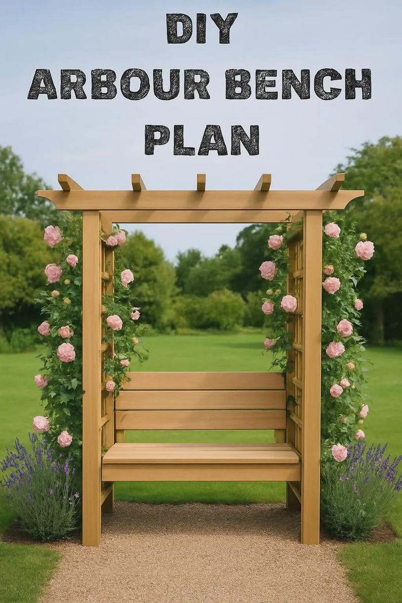 Garden Arbor Bench Plans PDF: DIY Outdoor Seat With Pergola Trellis ...
