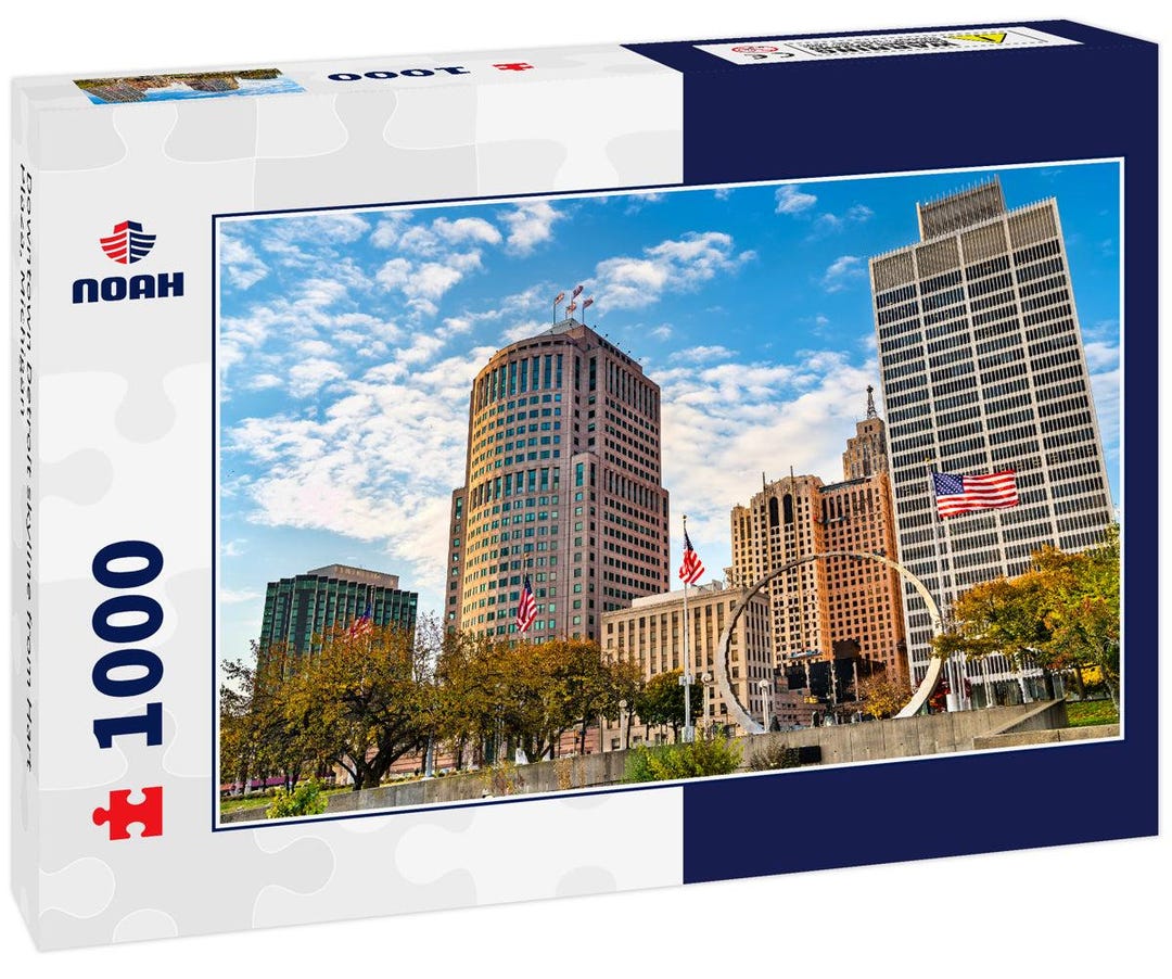 Noah Jigsaw Puzzle Downtown Detroit Skyline From Hart Plaza, Michigan ...