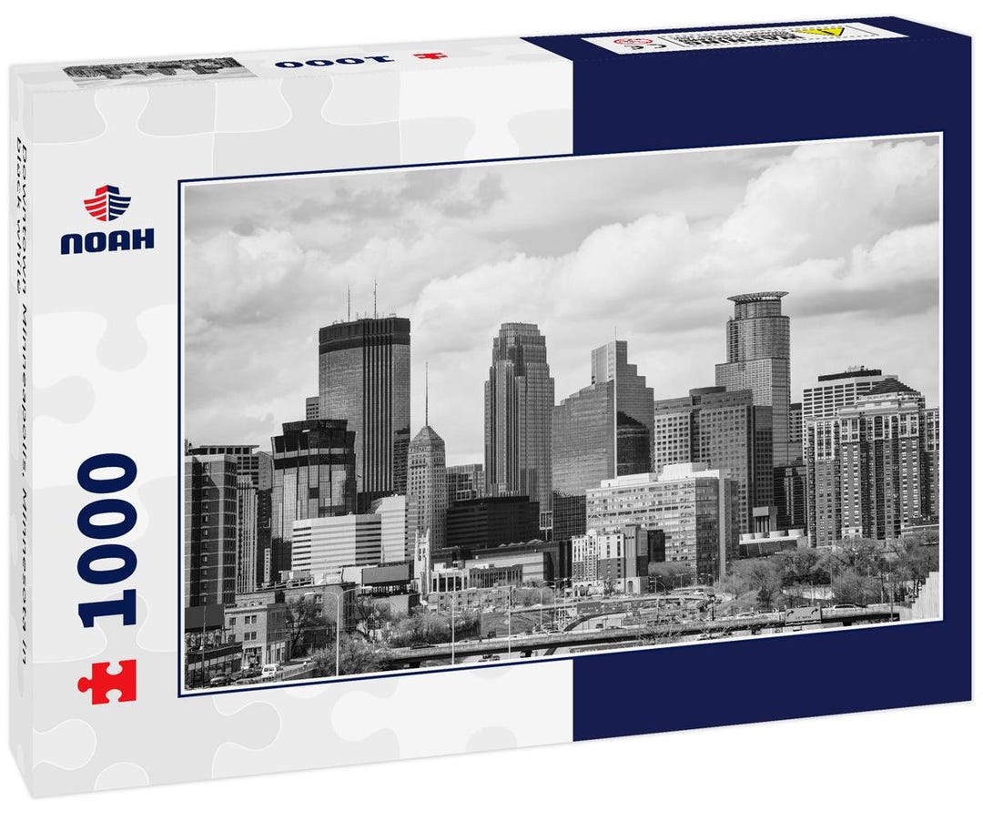 Noah Jigsaw Puzzle Downtown Minneapolis, Minnesota in Black White 1000 ...