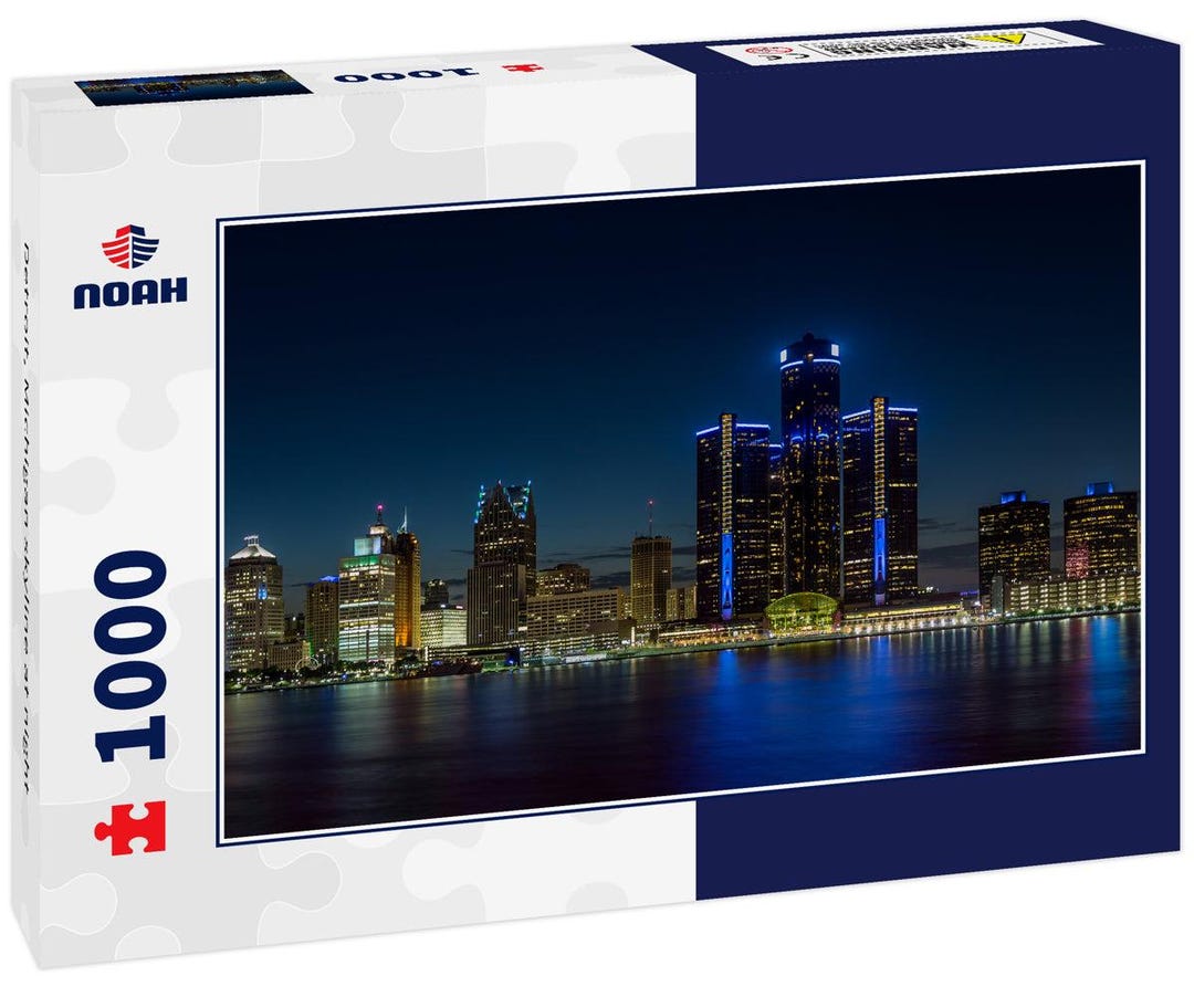 Noah Jigsaw Puzzle Detroit, Michigan Skyline at Night 1000pc Puzzle ...