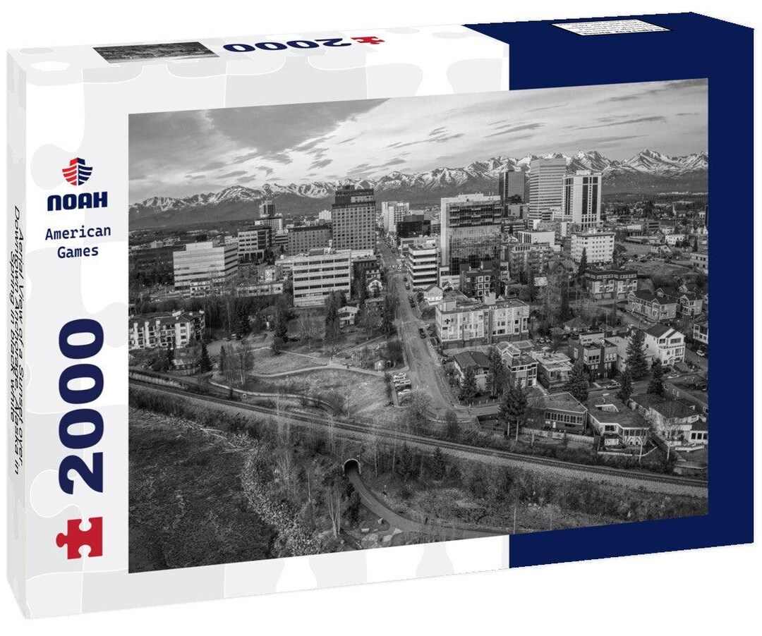 Noah Jigsaw Puzzle Aerial View of a Sunset Over Downtown Anchorage ...