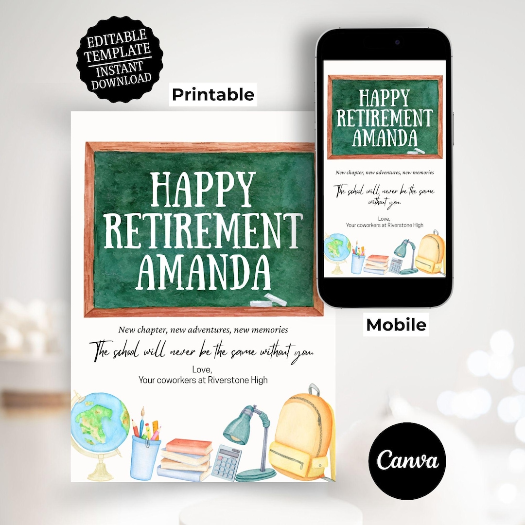 Teacher Retirement Card Template, Corporate Work Goodbye, Going Away ...