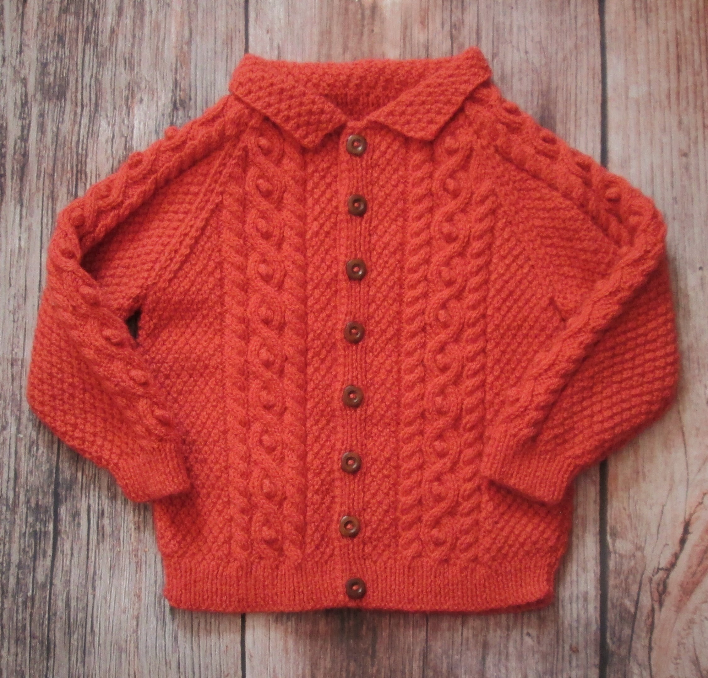 Hand Knitted Orange, Rust Red Outfit of Jacket, Cardigan, Trousers ...