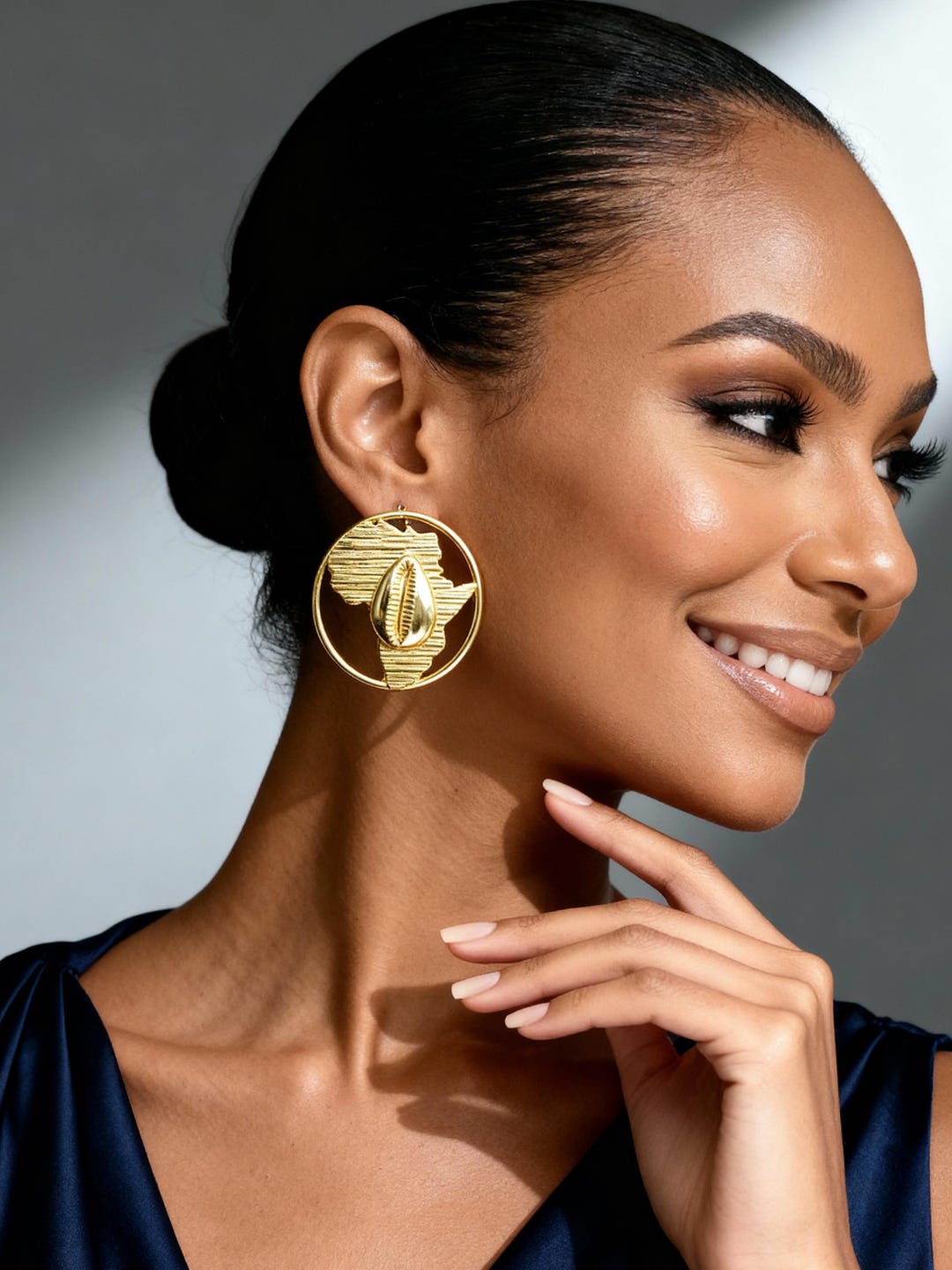 Africa Map Cowrie Earrings • 18k Gold Plated Afrocentric Jewelry - Etsy