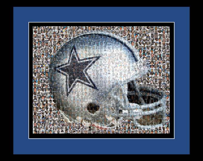 Dallas Cowboys Mosaic Print Art Made From Over 100 Players-11x14 Framed ...