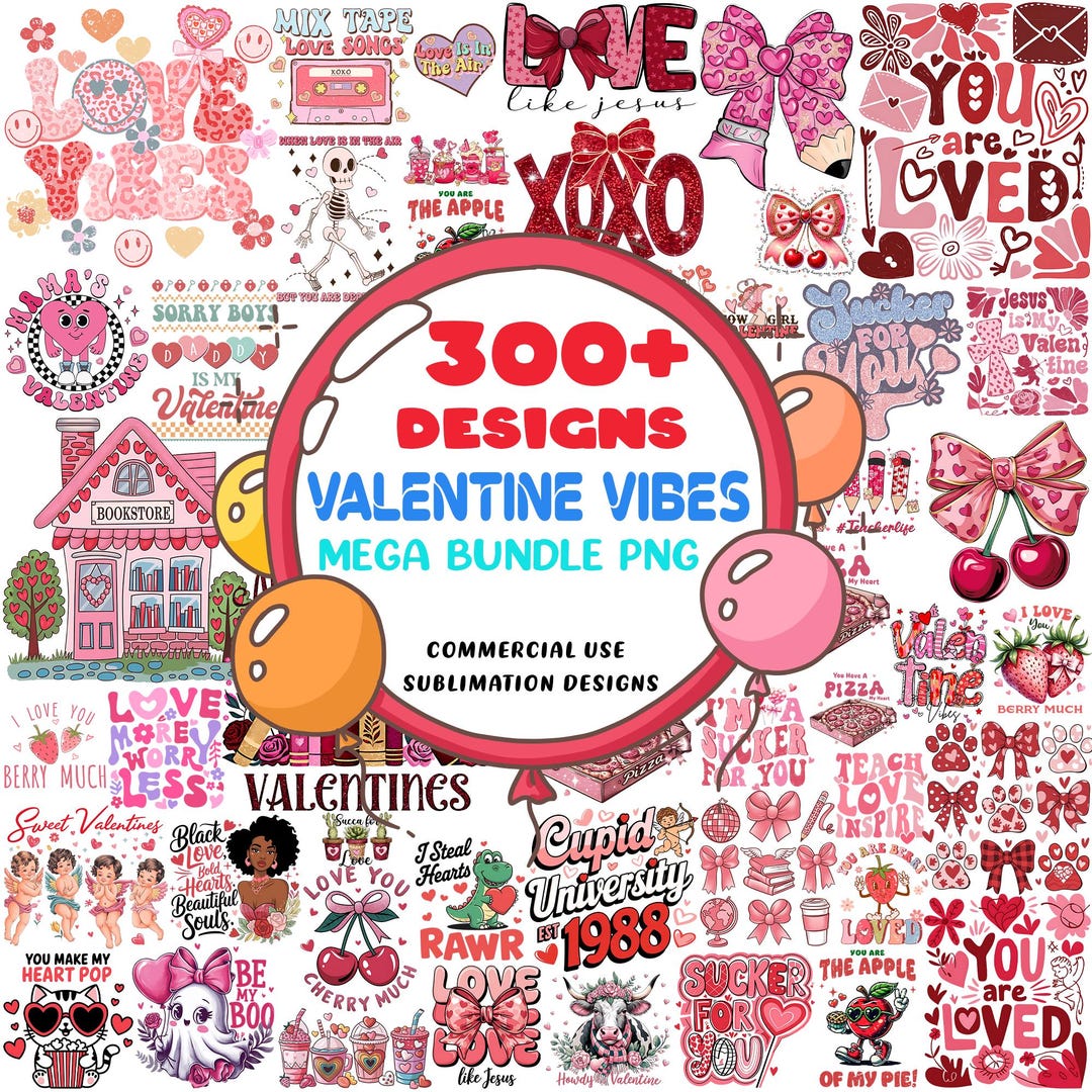 300+ Designs Valentine Bundle Png, Retro Valentine Png Bundle, Funny ...
