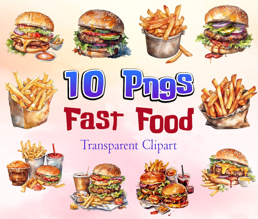 10 Designs Fast Food Bundle Png, Fast Food Png, Fast Food Clipart, Fast ...