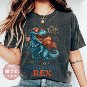 Amerisaurus Rex PNG, Patriotic Dinosaur USA Flag Png, Funny American ...