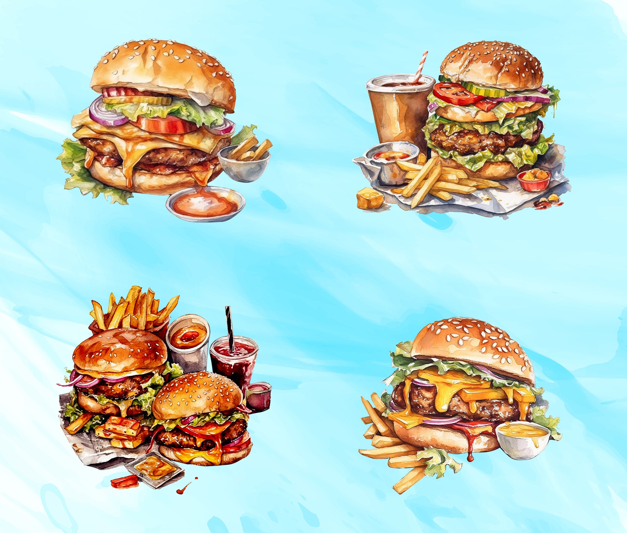 10 Designs Fast Food Bundle Png, Fast Food Png, Fast Food Clipart, Fast ...