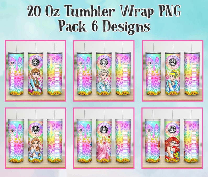Princess 20 Oz Skinny Tumbler Png Bundle Princess Tumbler PNG - Etsy