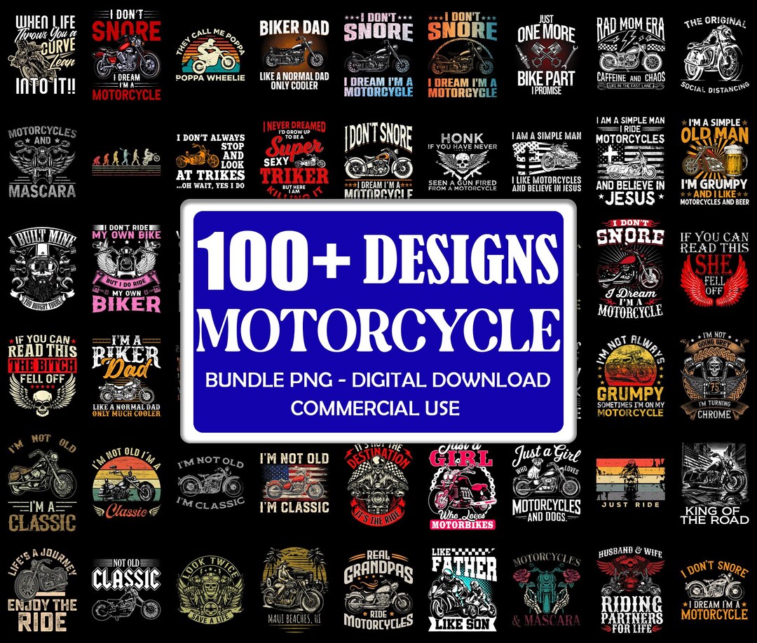 100+ Designs Motorcycle PNG Bundle, Streetwear Motorcycle Biker Png ...
