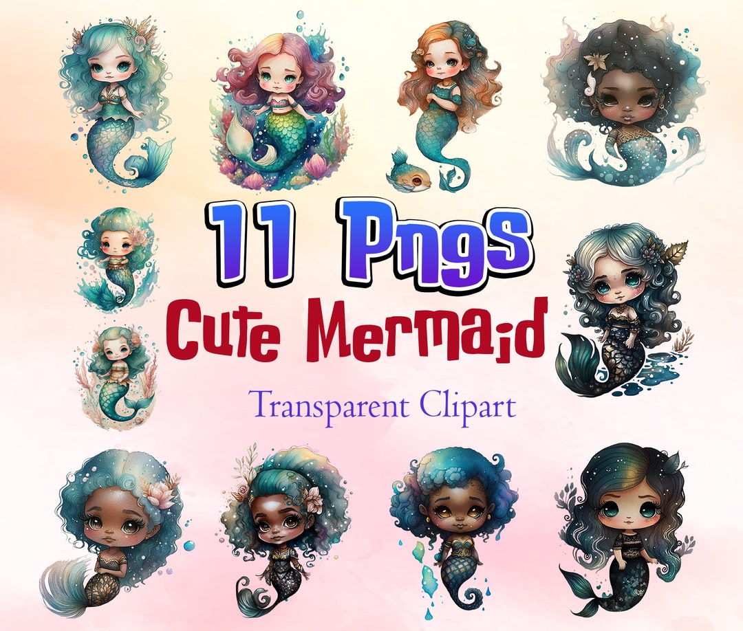 11 Designs the Little Mermaid Bundle Png, Cute Mermaid Png, Adorable ...