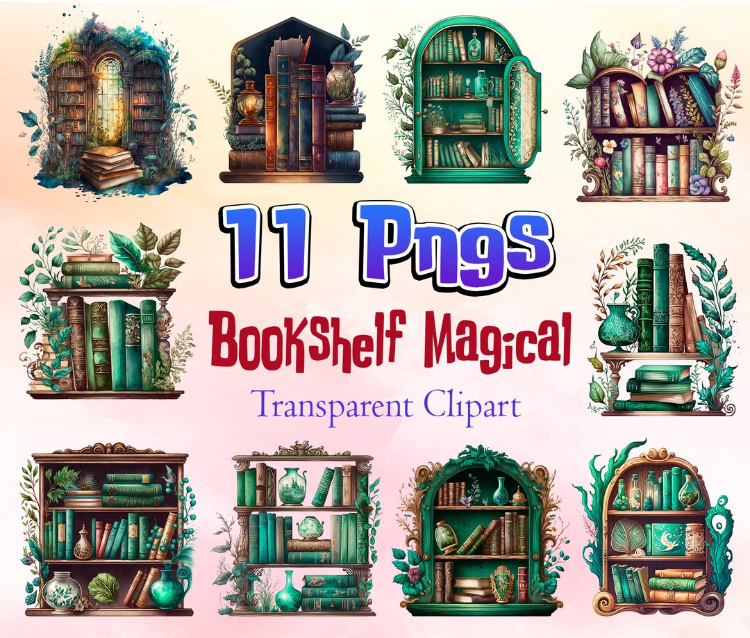 11 Designs Bookshelf Magical Bundle Png, Halloween Png Sublimation ...