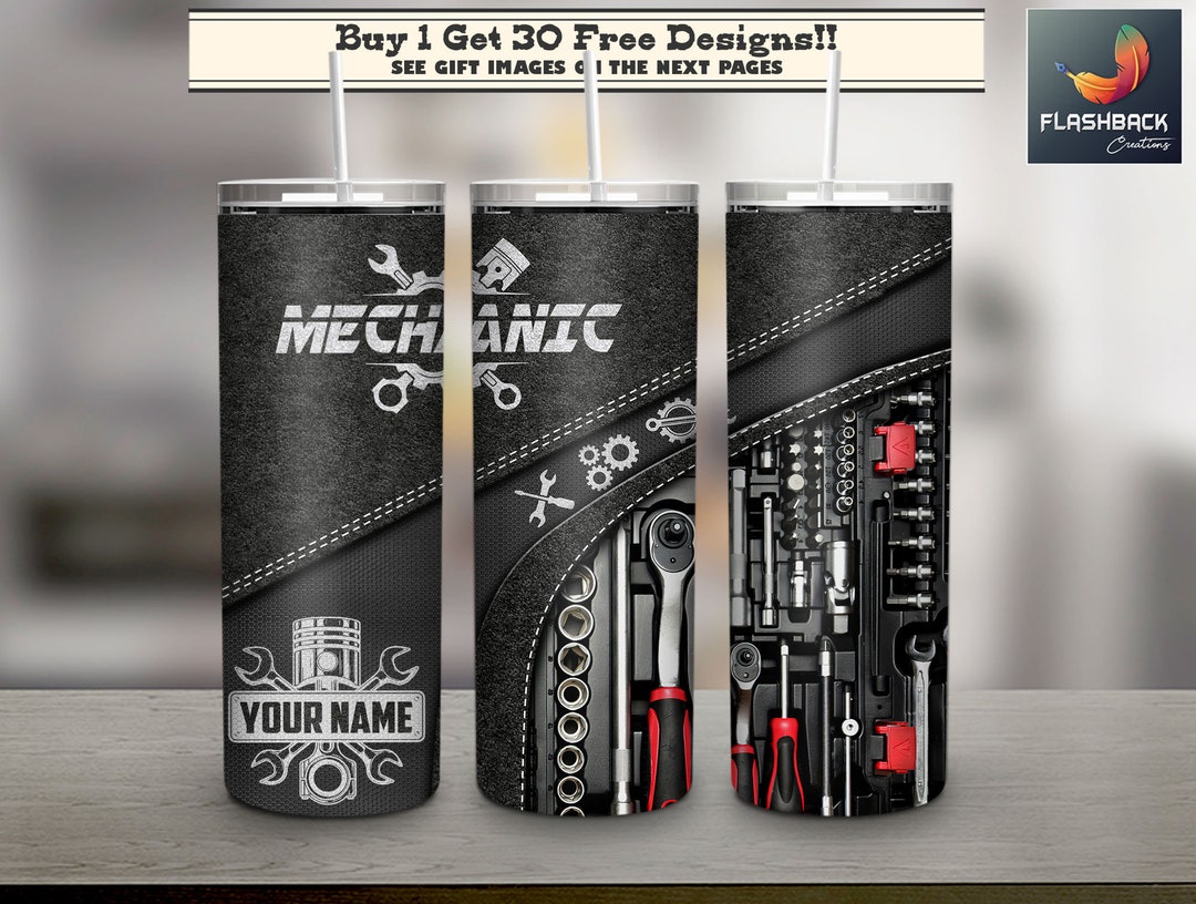 Mechanic Custom Name Tumbler Skinny 20 Oz Png Tumbler Straight ...
