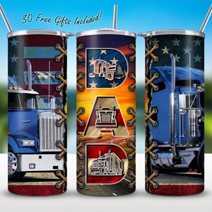 Trucker Dad 20oz Skinny Tumbler Wrap Png Sublimation, Father's Day ...