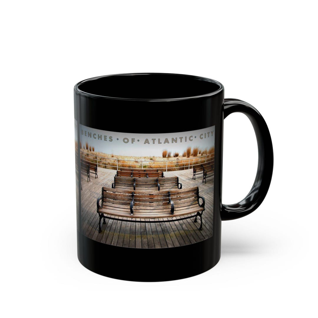 Vintage Atlantic City Boardwalk Photograph Coffee Mug - Benches ...