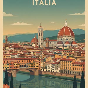 Firenze Italy Vintage Travel Poster: Retro Tuscany Print (digital ...