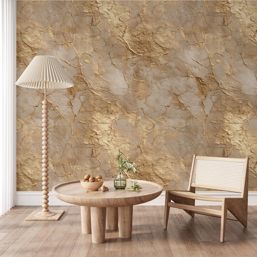 Gold Concrete Texture Wallpaper, Abstract Beige Gold Decor Murals It is ...