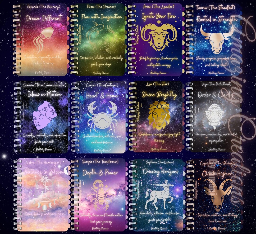 Zodiac Digital Planner: Monthly Layouts, Goal Setting, Habit Tracker ...
