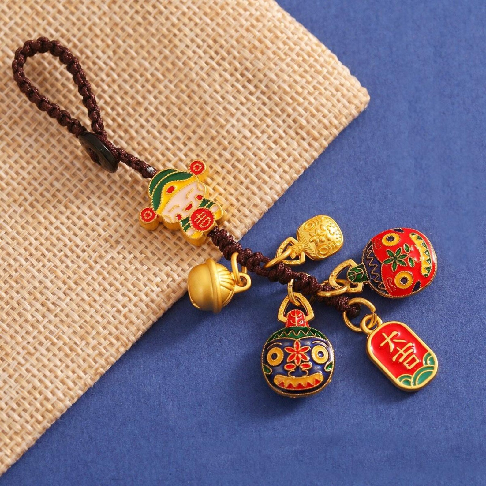 God of Wealth Key Chains：bag Charm-key Pouch - Wallet Charm- Prosperity ...