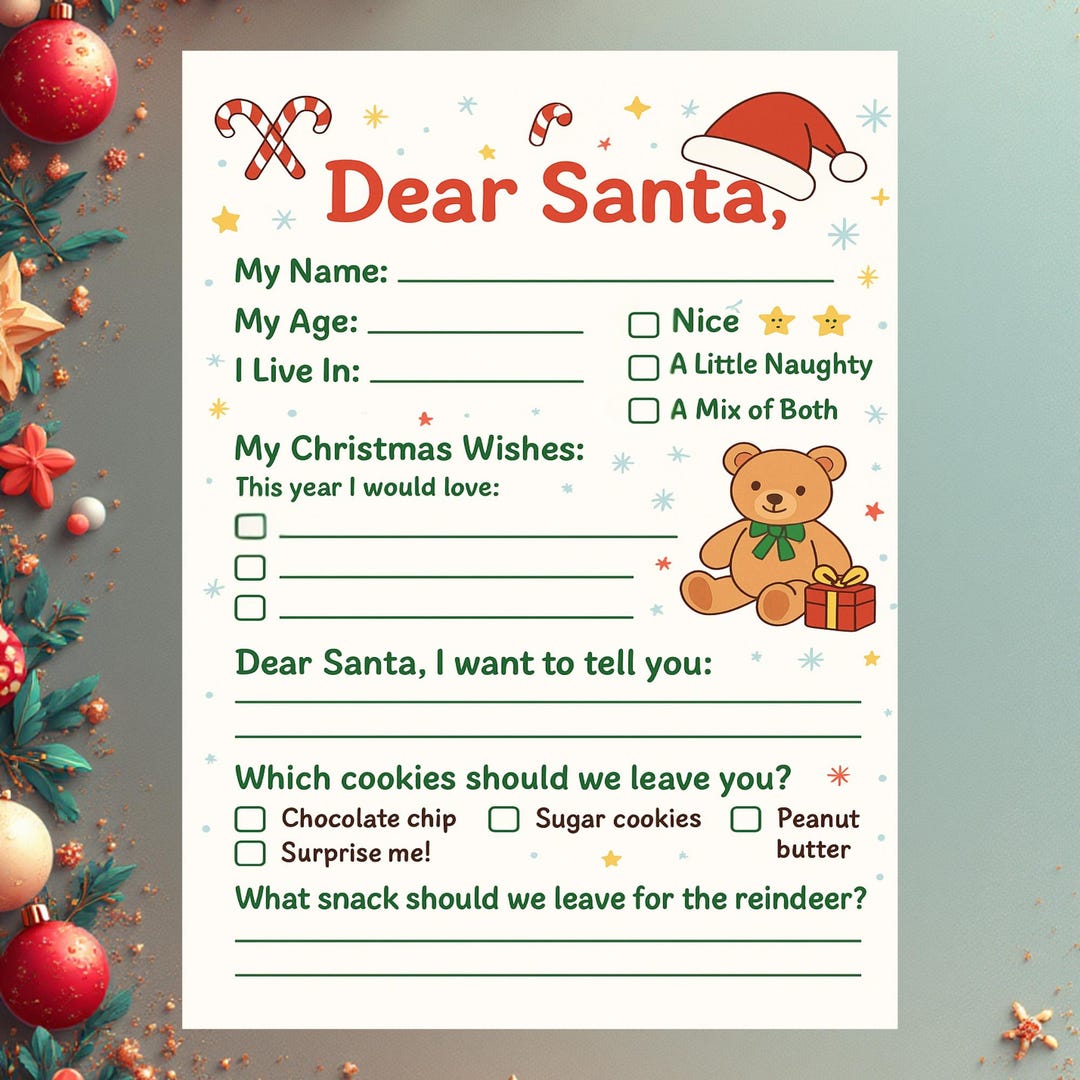 Santa Christmas Printable Bundle – Letter, Naughty/nice List, Request ...