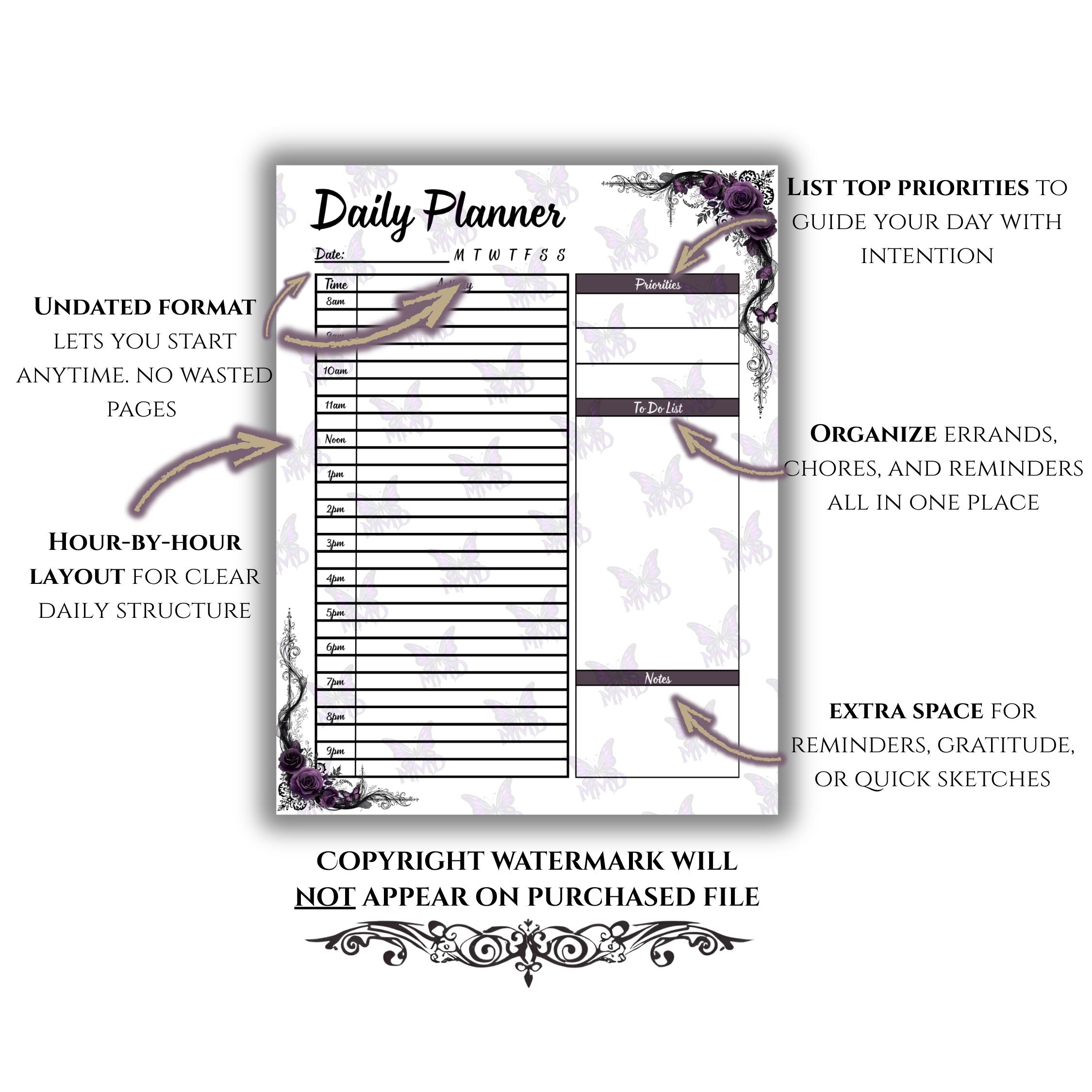 Undated Monthly Planner Printable | Gothic Rose Planner | Velvet Floral ...