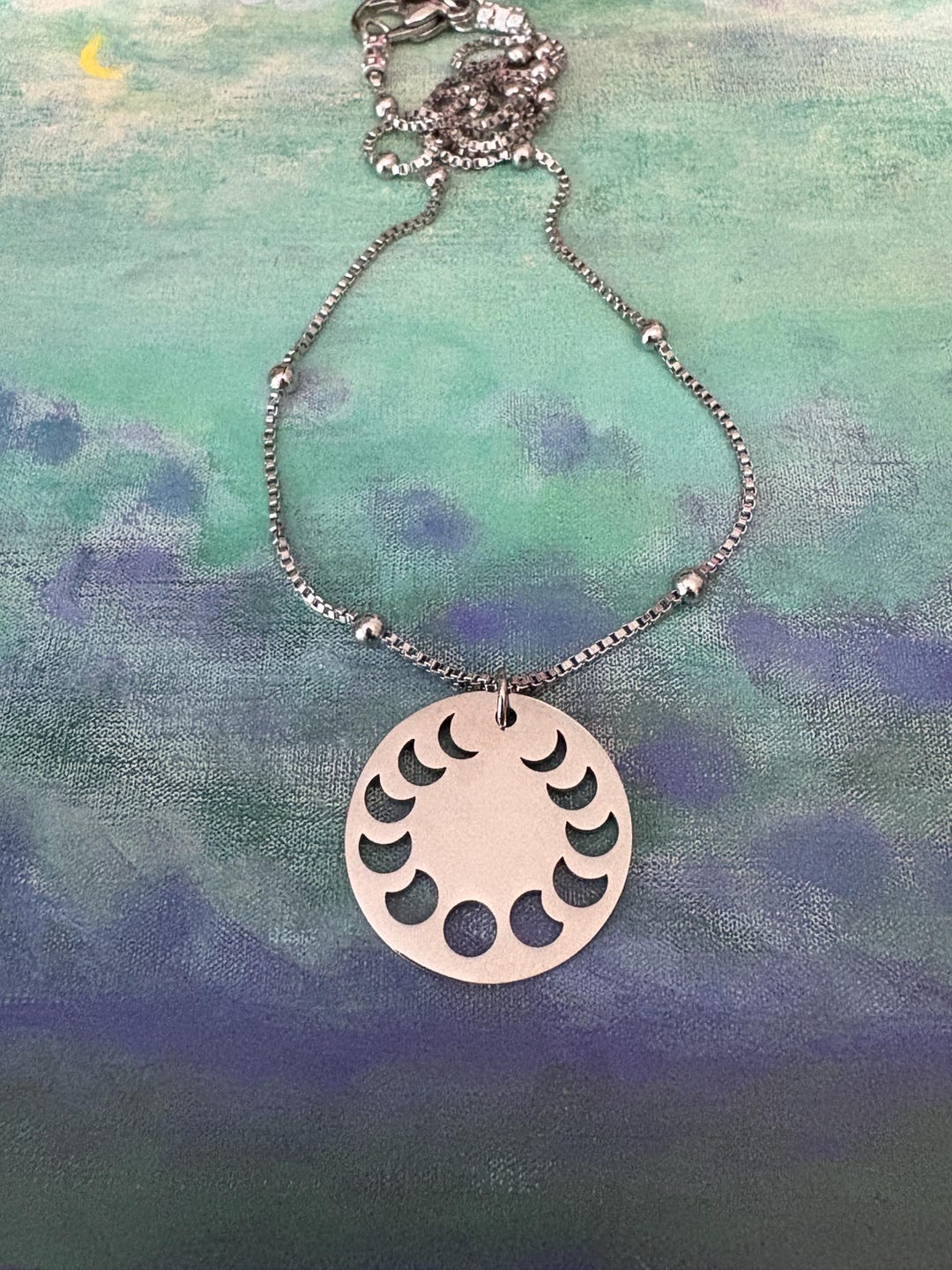 Moon Phases Pendant on Stainless Steel Bead Chain - Etsy