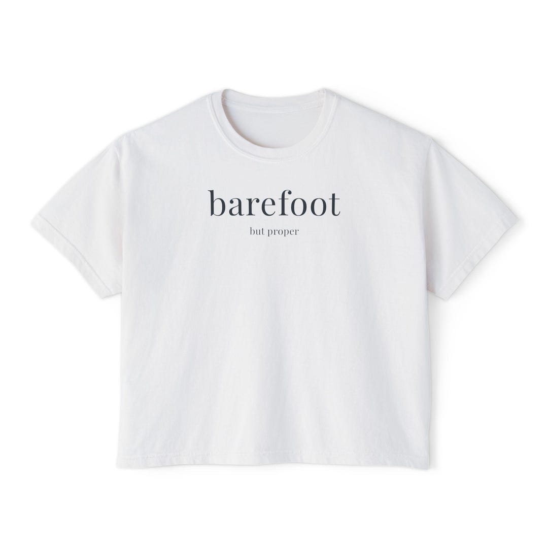 Barefoot Text Boxy Tee | Minimalist Script Graphic Tee - Etsy