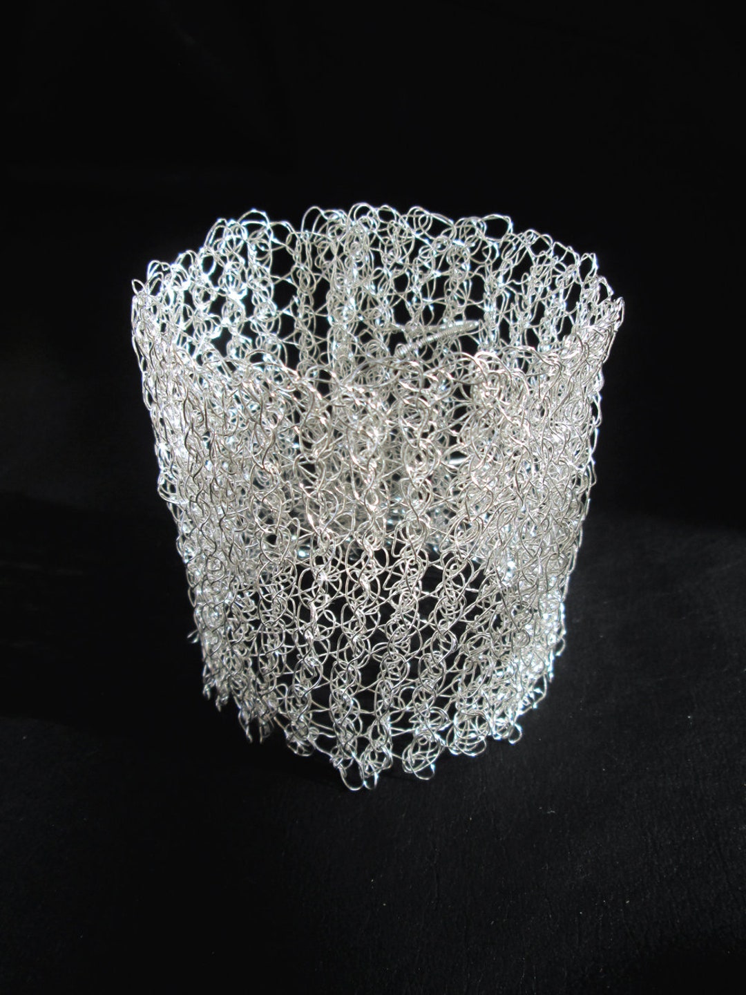Wire Crochet Bracelet, Silver Plated Wire Mesh Statement Cuff, Bridal ...