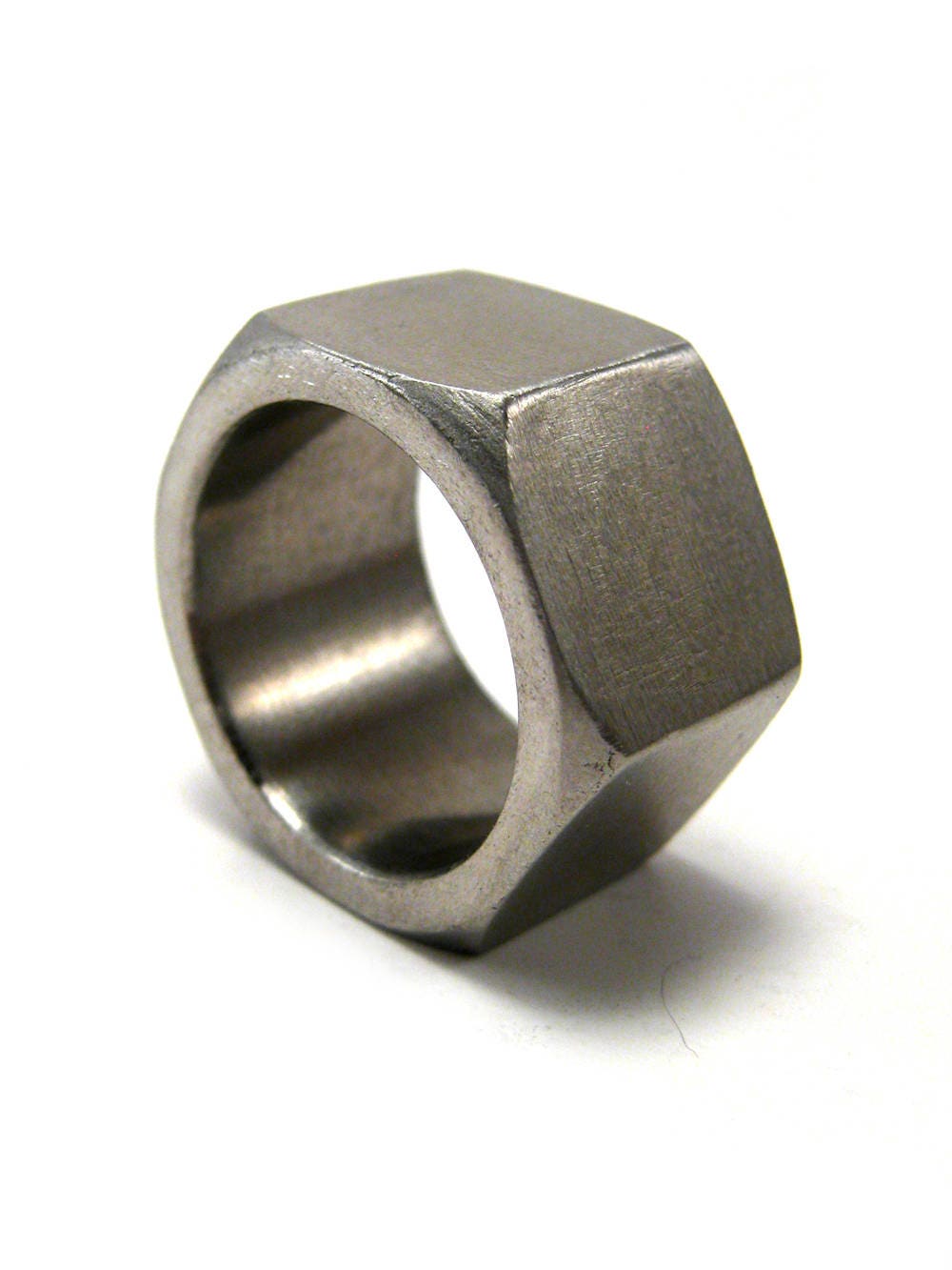 Hex Nut Ring, Modern Industrial Geometric Stainless Steel Ring, Sizes 6 ...