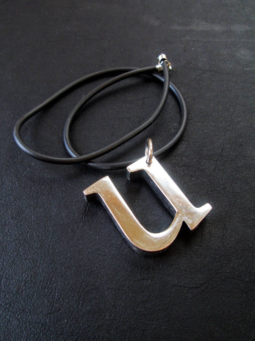 Letter U Necklace Modern Unisex Monogram Necklace Chunky - Etsy