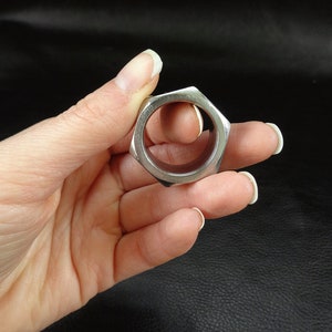 Hex Nut Ring, Industrial Modern Geometric Unisex Stainless Steel ...