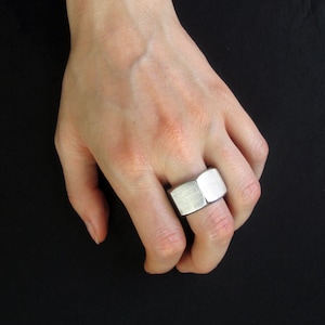 Hex Nut Ring, Stainless Steel Band, Industrial Geometric Unisex ...