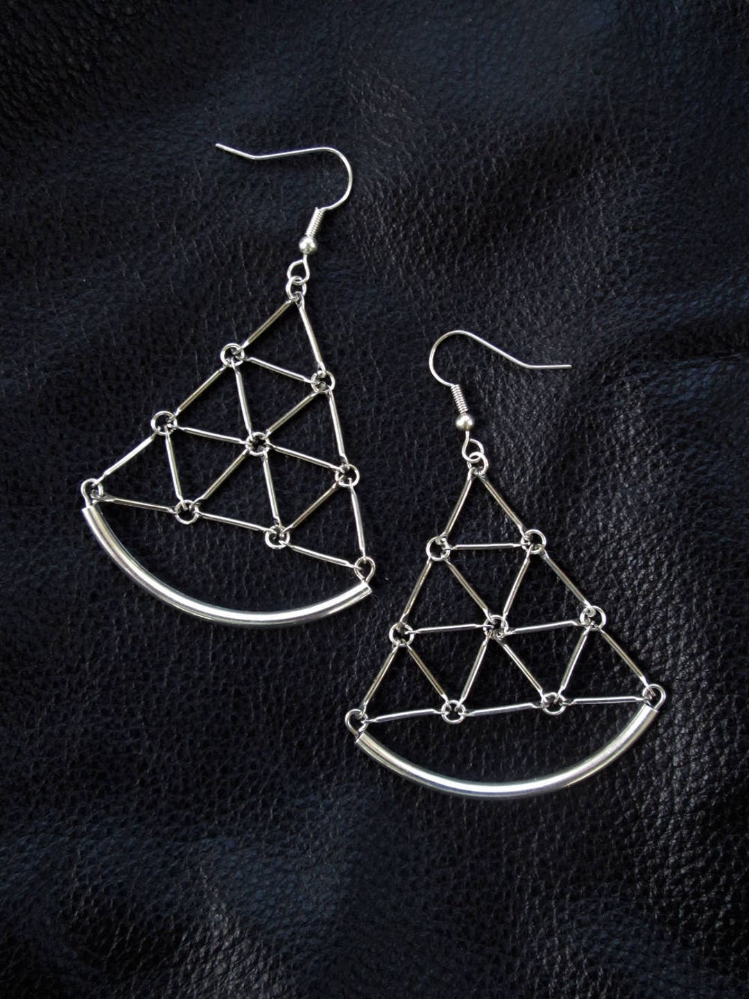 Statement Geometric Earrings, Modern Geo Shoulder Dusters, Silver Tone ...