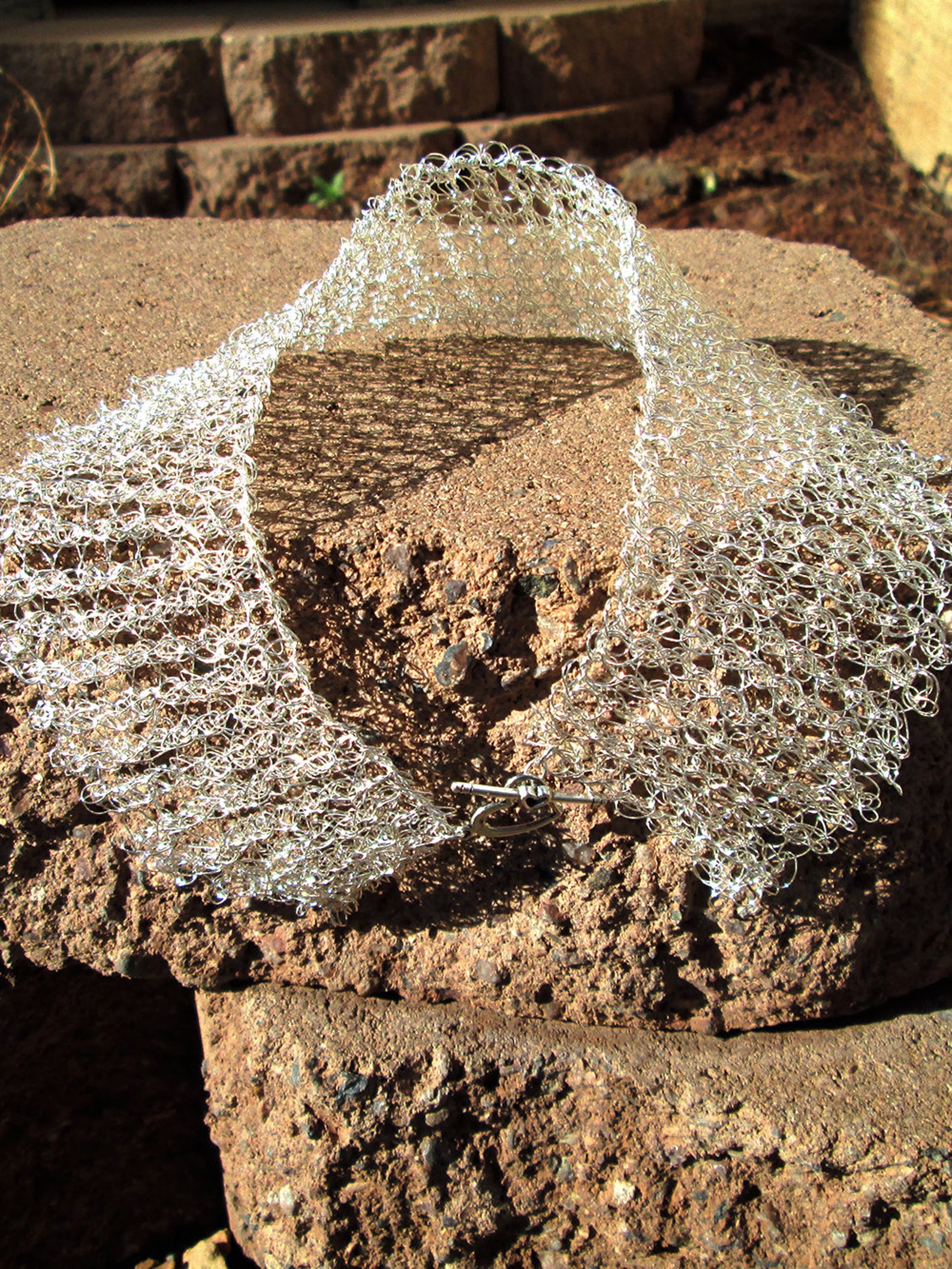 Wire Crochet Necklace Silver Plated Wire Mesh Peter Pan - Etsy