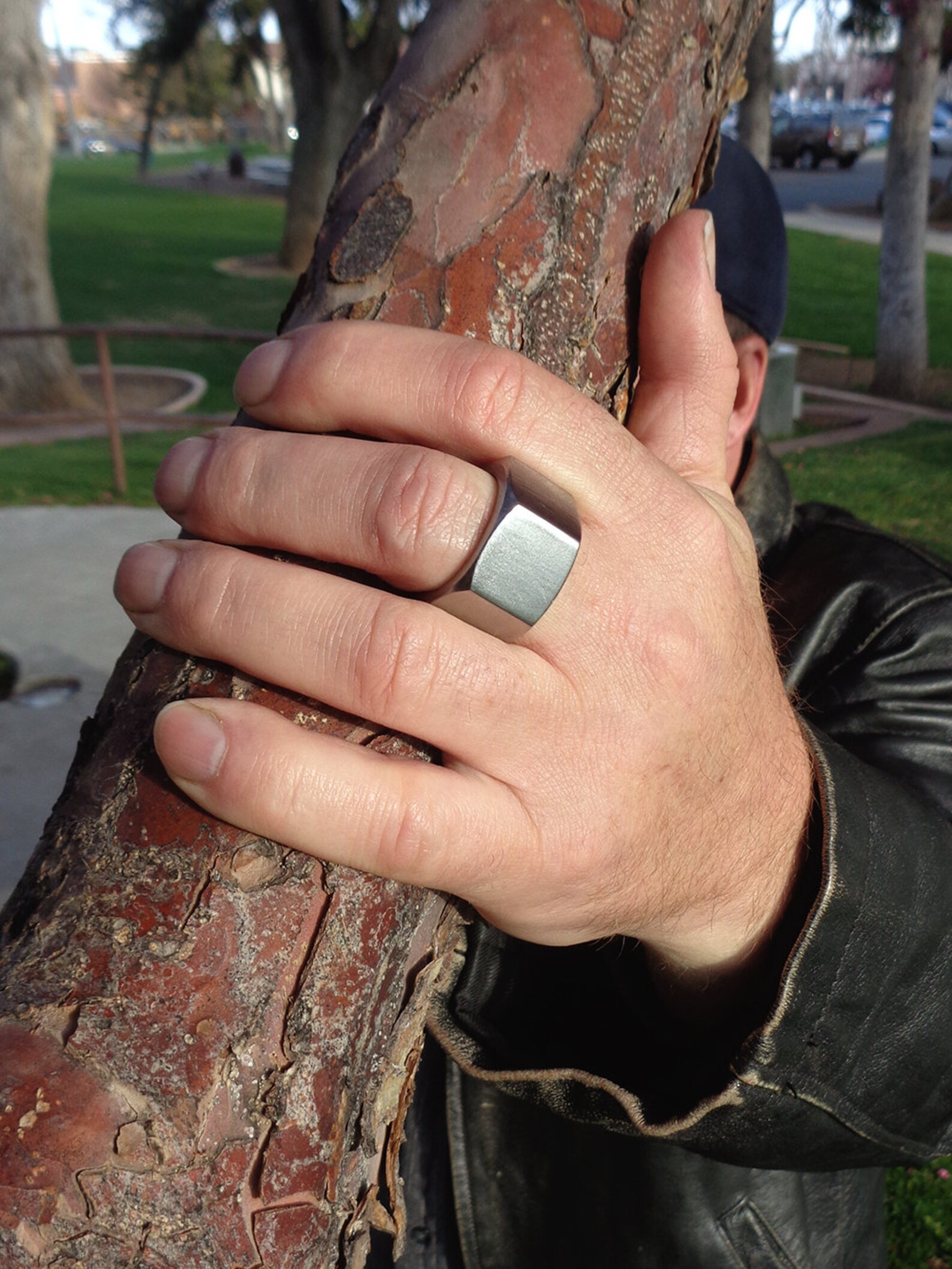 Hex Nut Ring, Industrial Modern Geometric Unisex Stainless Steel ...