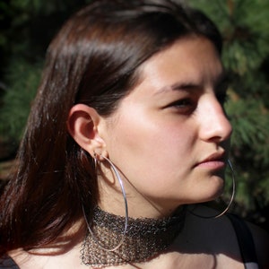 Wire Crochet Collar Necklace, Asymmetric Wire Mesh Choker, Modern ...