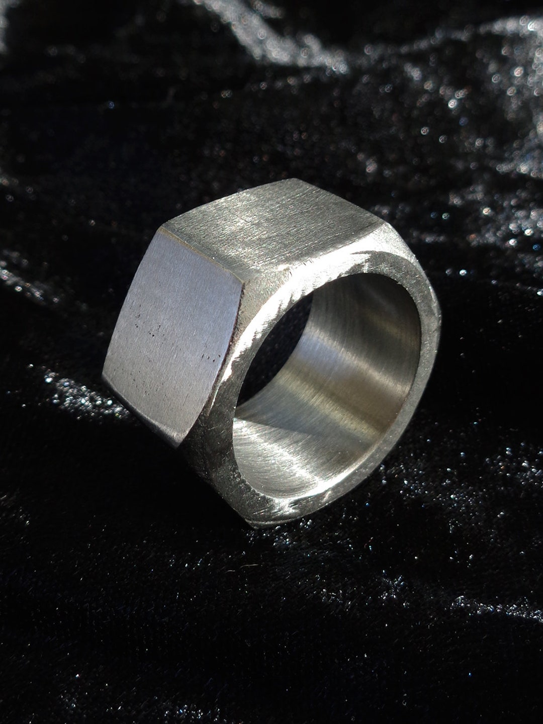 Hex Nut Ring, Industrial Modern Geometric Unisex Stainless Steel ...