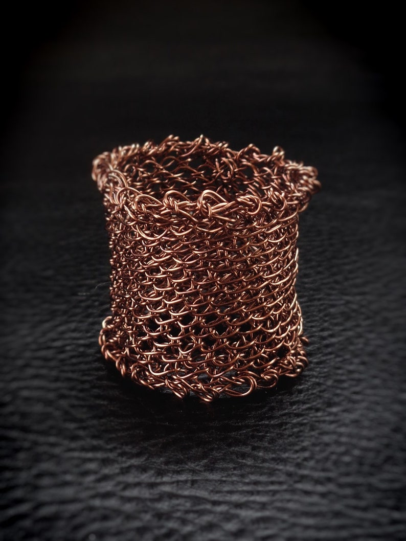 Wire Crochet Ring Statement Copper Wire Mesh Band Ring - Etsy