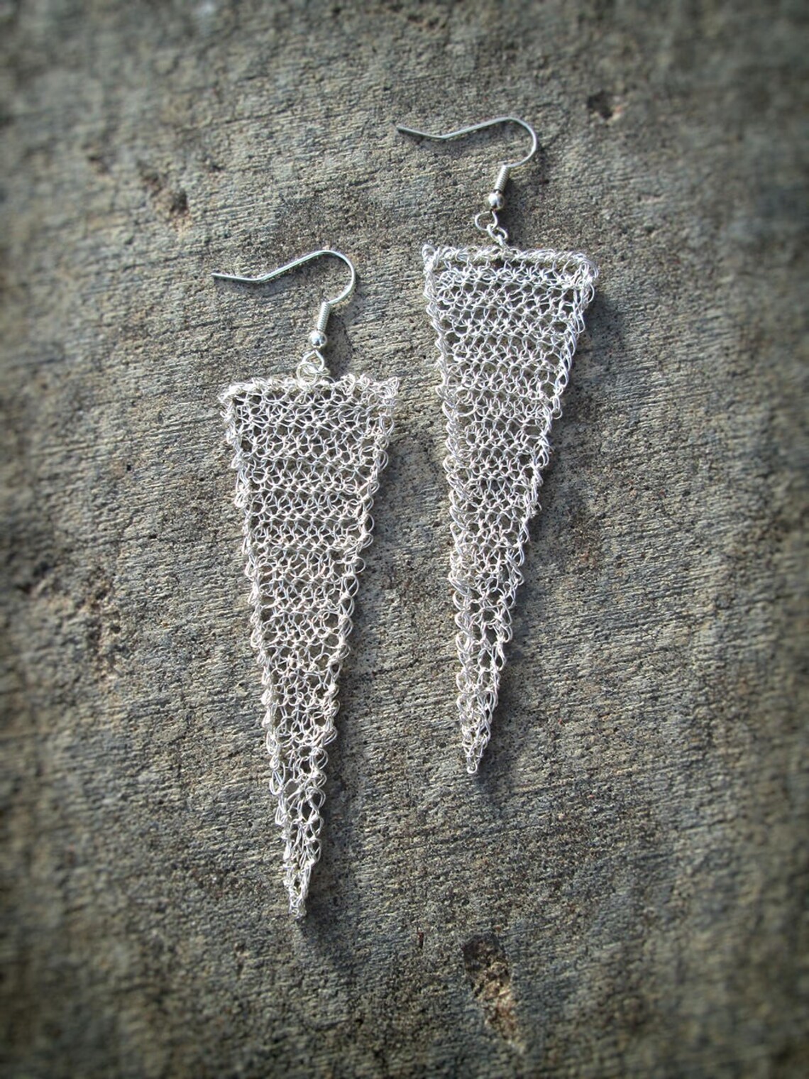 Wire crochet earrings statement geometric silver plated | Etsy