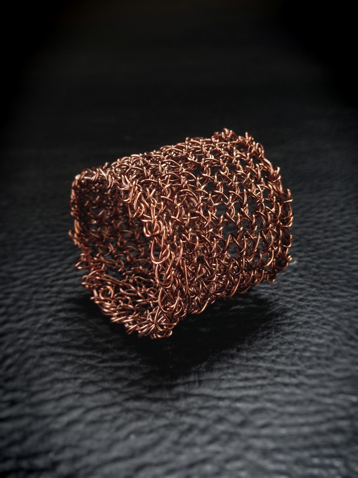 Wire crochet ring statement copper wire mesh band ring | Etsy