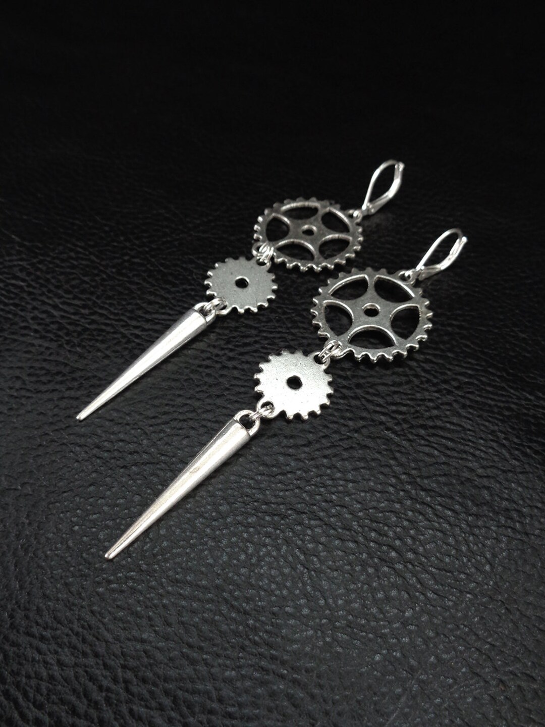 Modern Statement Earrings, Industrial Steampunk Cogwheel and Spike ...