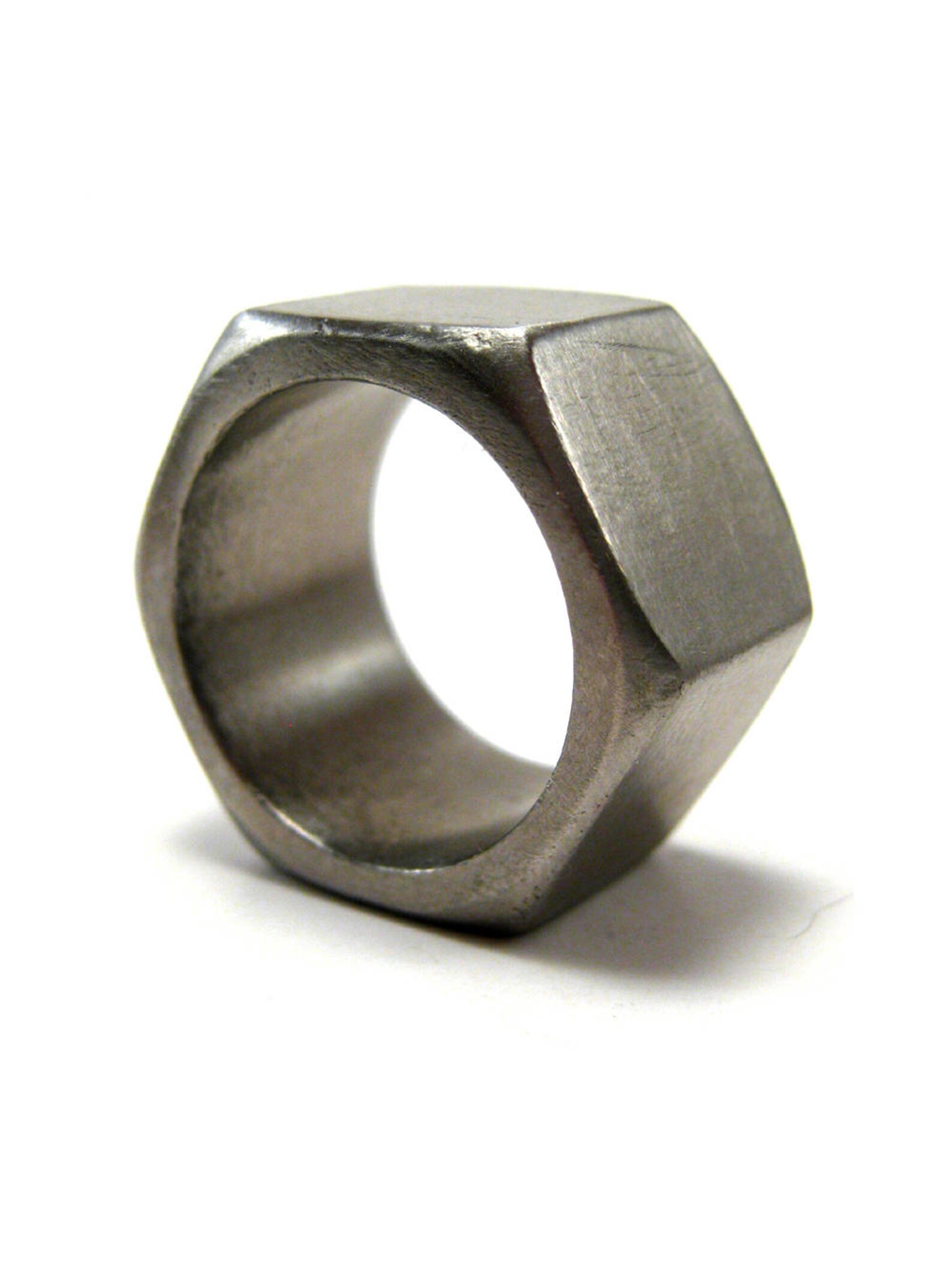 Hex Nut Ring, Modern Industrial Geometric Stainless Steel Ring, Sizes 6 ...