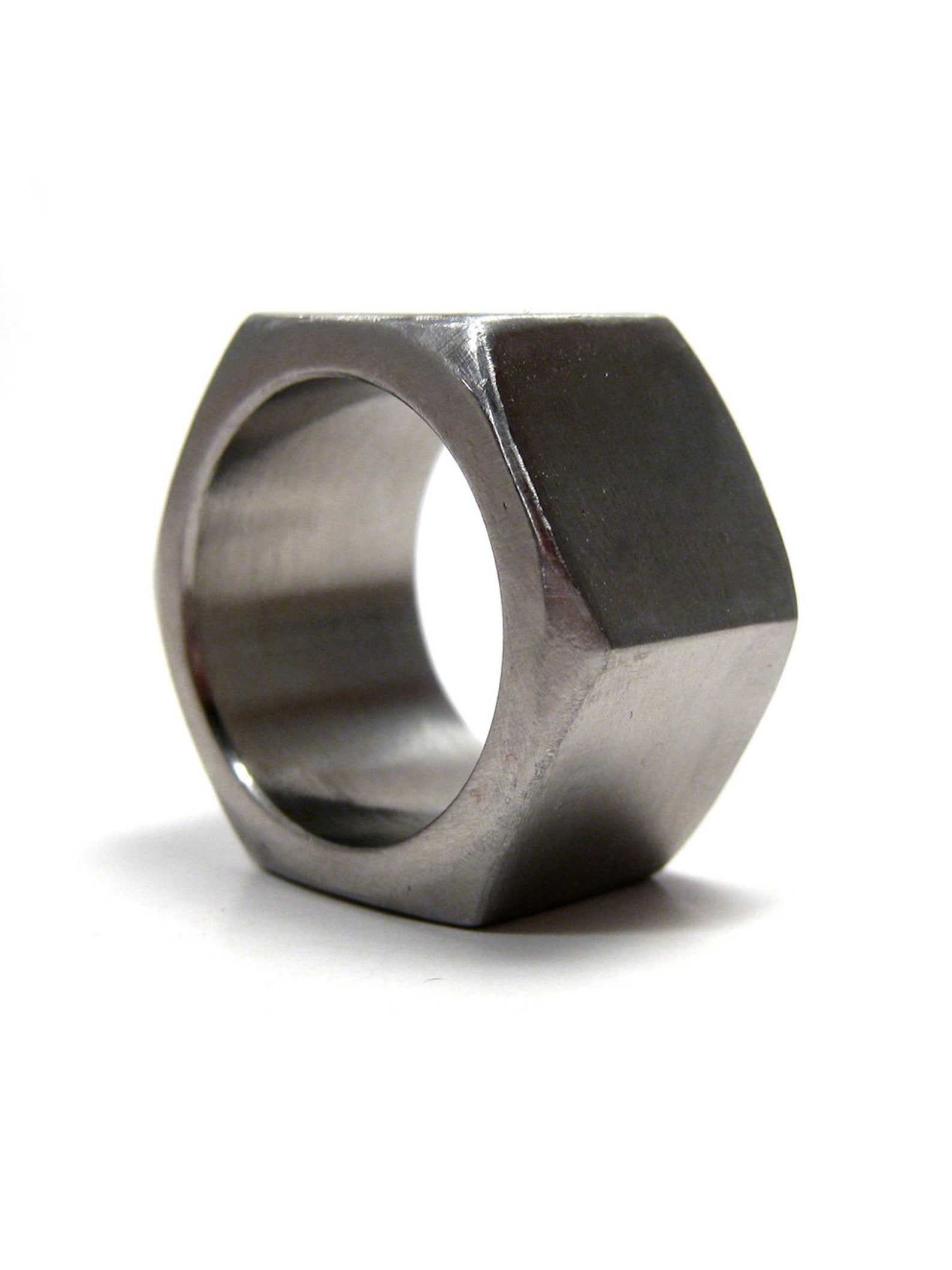 Hex Nut Ring, Industrial Modern Geometric Unisex Stainless Steel ...