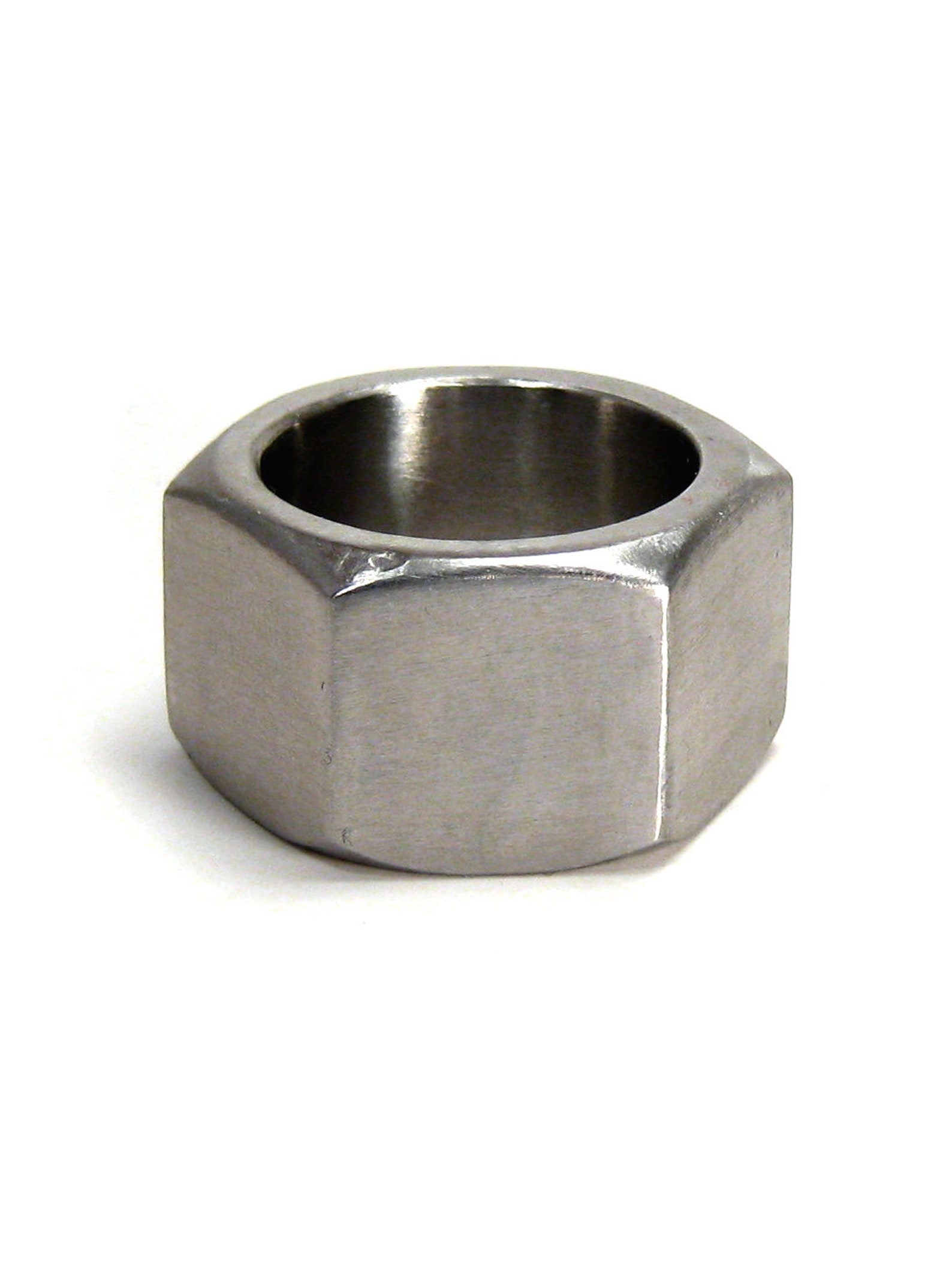 Hex Nut Ring, Industrial Modern Geometric Unisex Stainless Steel ...