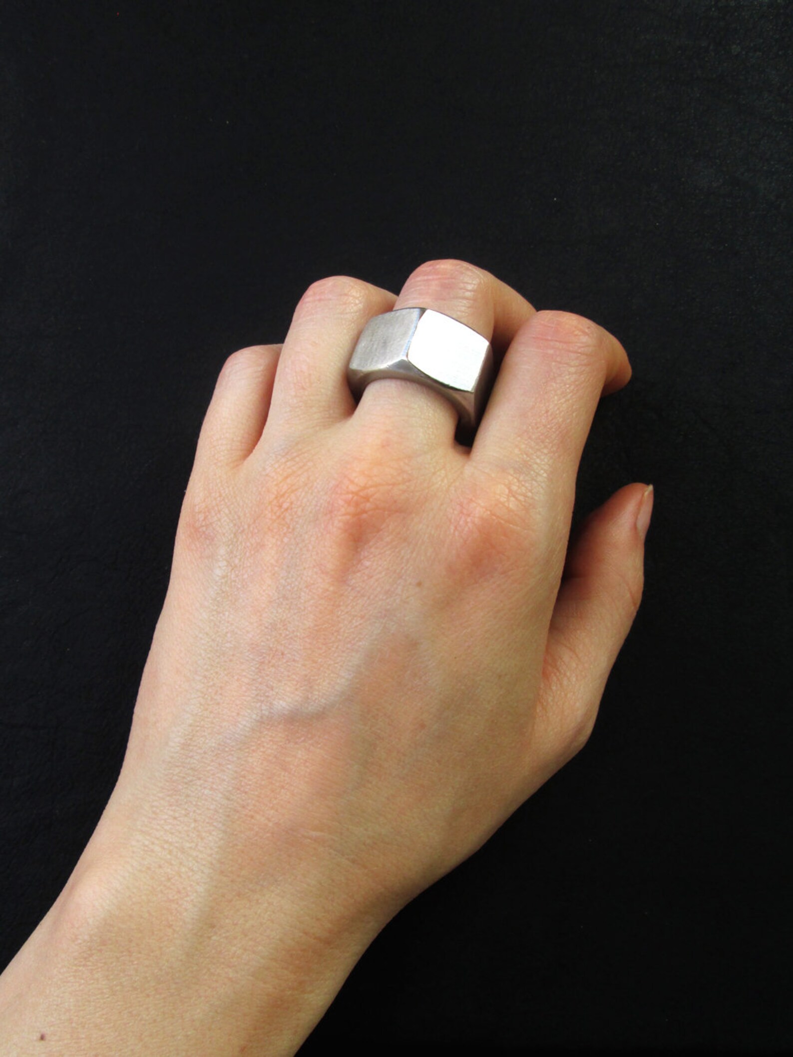 Hex Nut Ring, Stainless Steel Band, Industrial Geometric Unisex ...