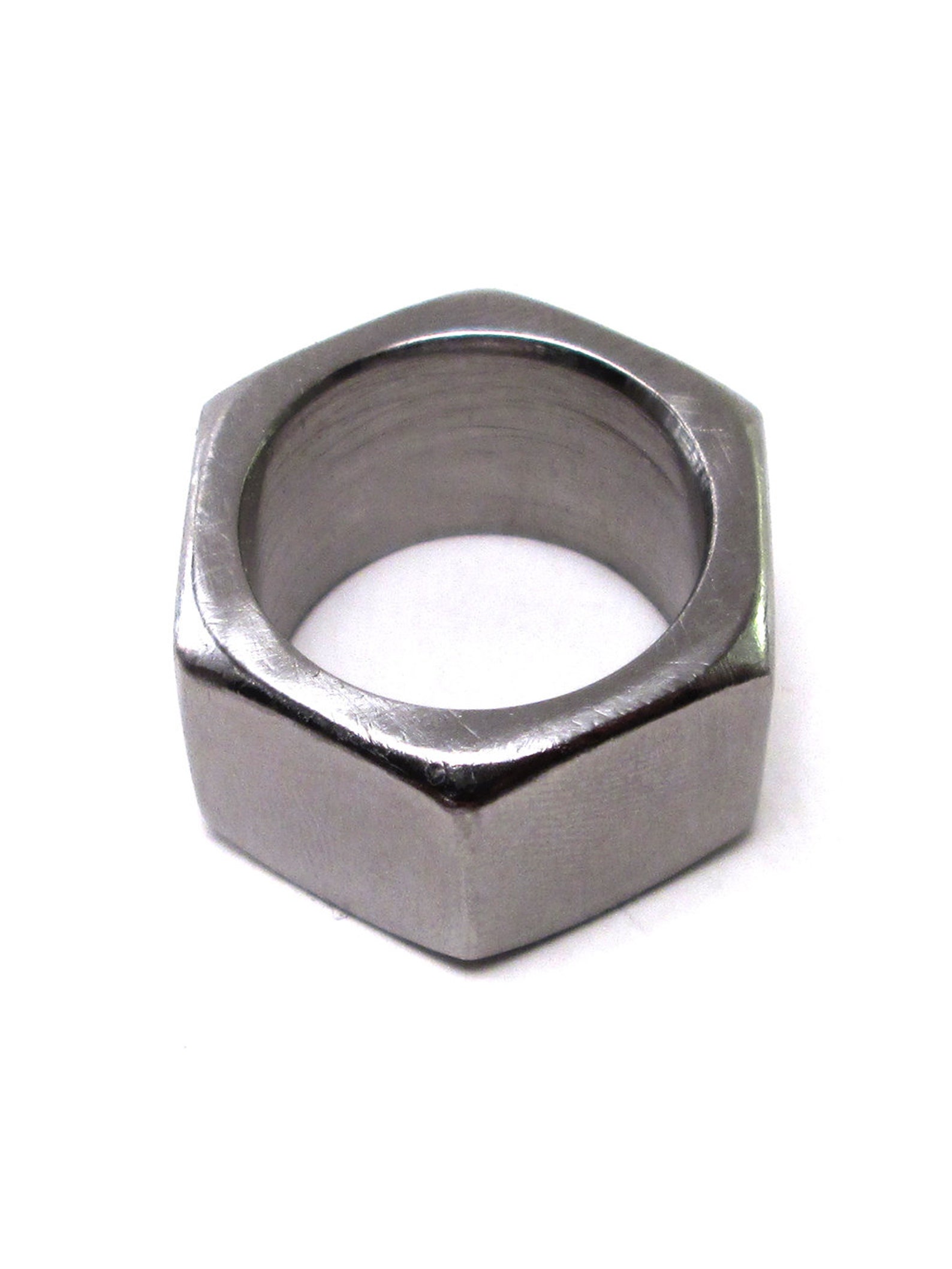 Hexagonal Nut Ring, Stainless Steel Band, Sizes 6 - 10.5, Modern ...