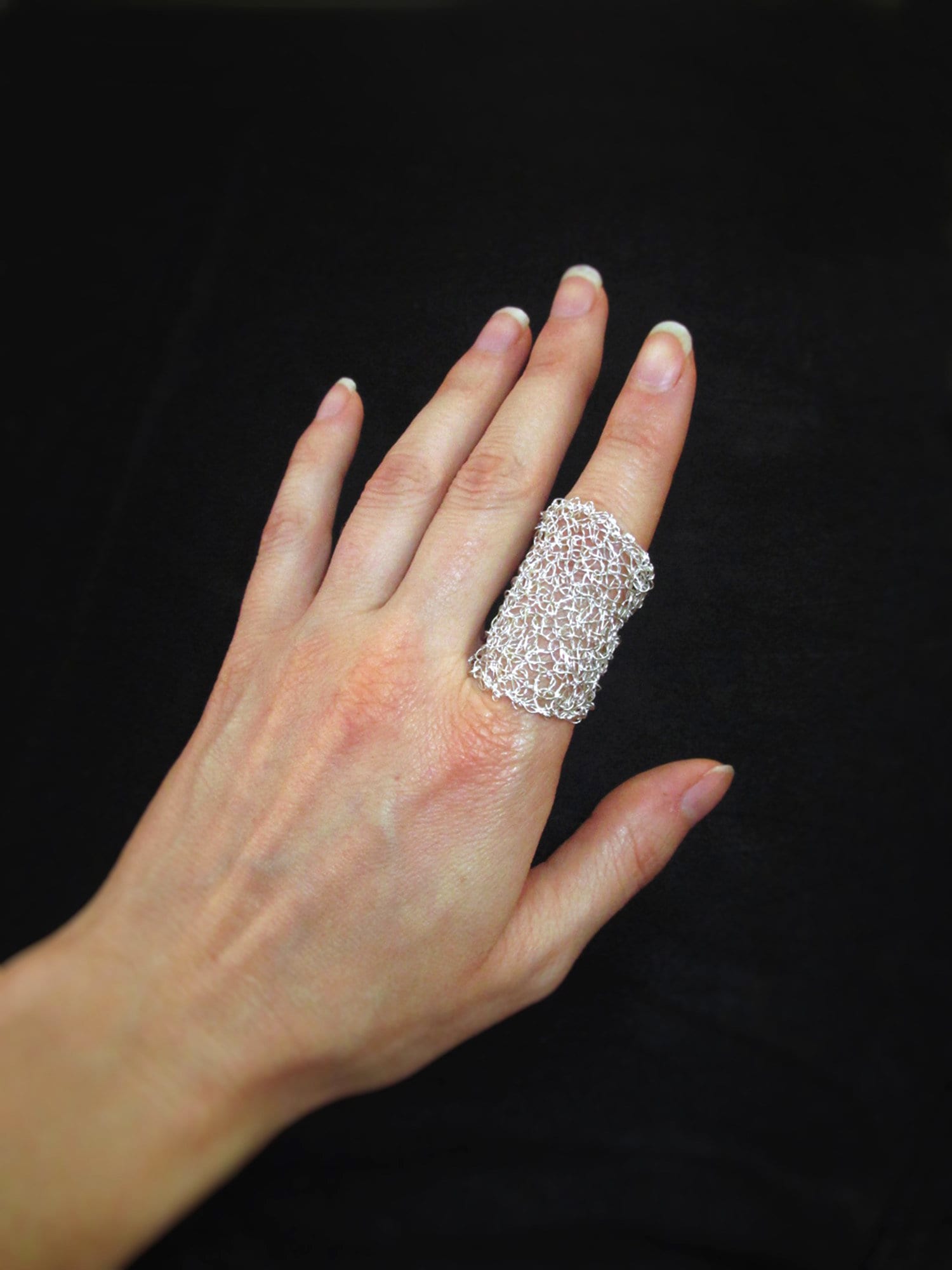 Statement knuckle ring wire crochet mesh ring | Etsy