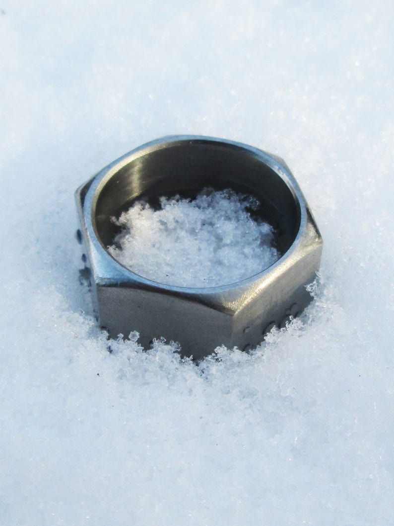 Hex nut ring stainless steel unisex geometric industrial | Etsy