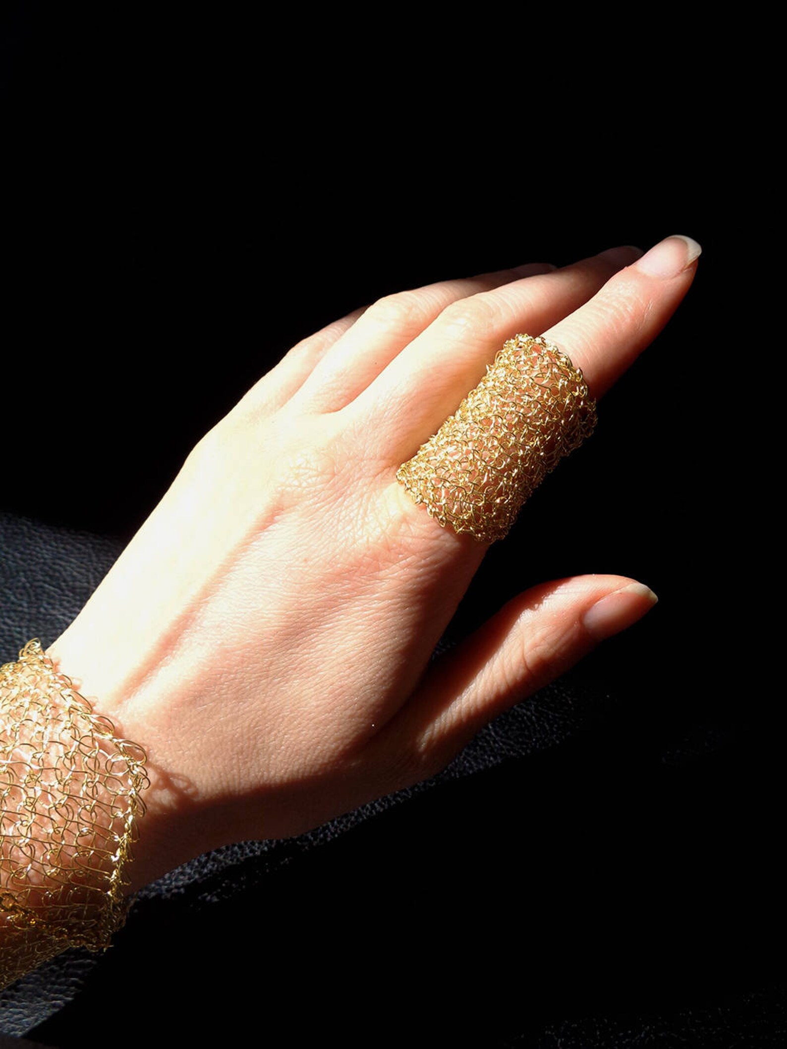 Statement Knuckle Wire Crochet Mesh Ring, Boho Bridal Jewelry - Etsy